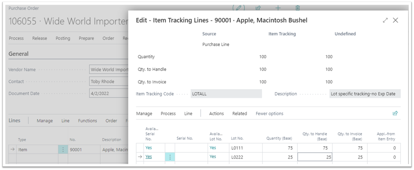 Lot Control in Business Central