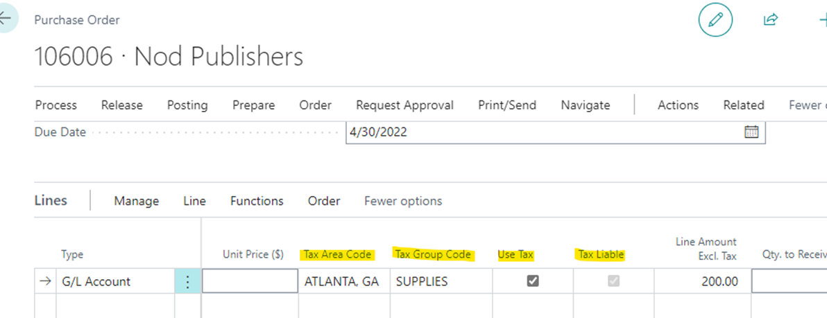 Setting Up Use Tax in Business Central